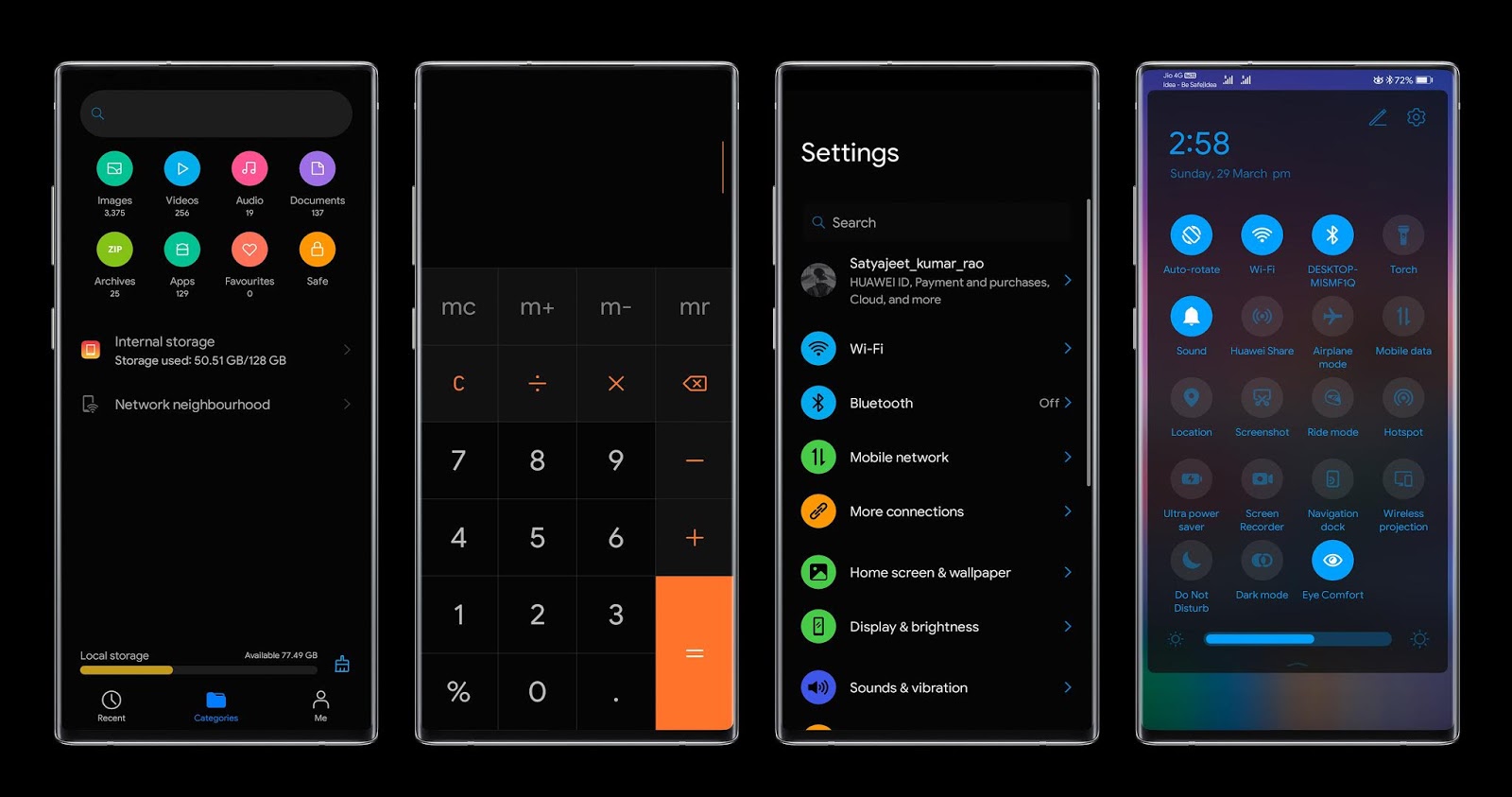 MIUI 11 Dark UI EMUI 10 Theme Downloaded For Huawei Theme !! Honor ...