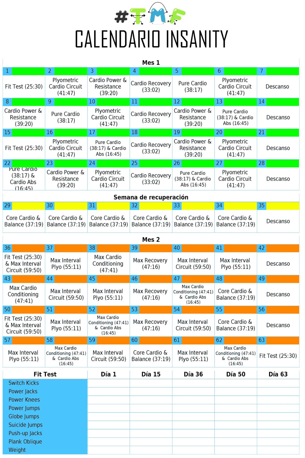 mi experiencia con.. : Plan de entrenamiento Insanity