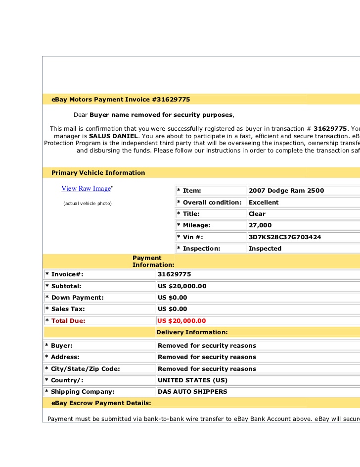 Ebay Invoice Sample - Invoice Template