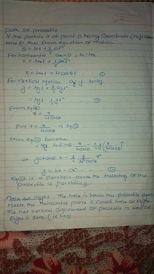 CLASS 11 PHYSICS Long derivation questions and answers