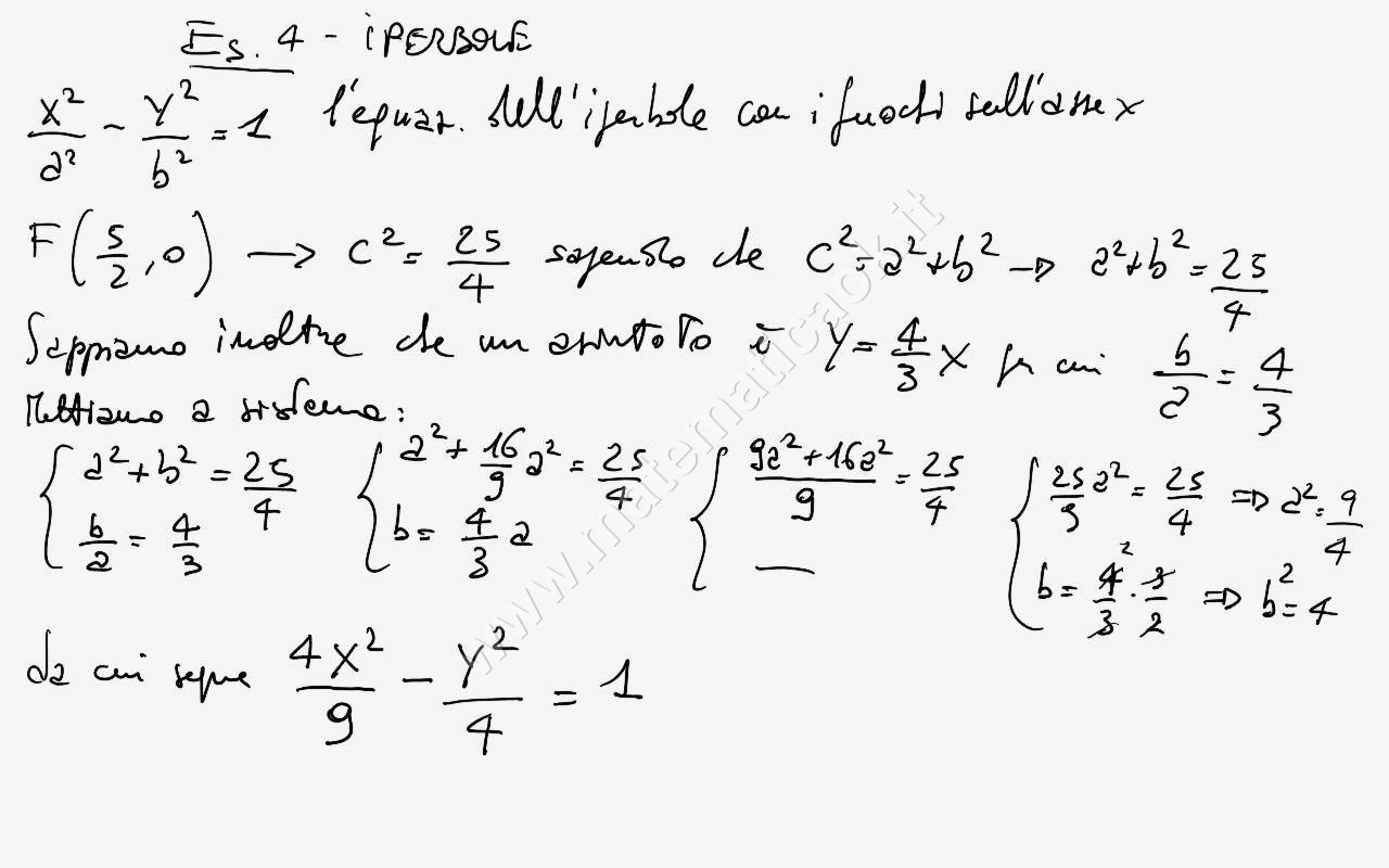 ESERCIZI SVOLTI DI MATEMATICA: Esercizio 4 - Iperbole