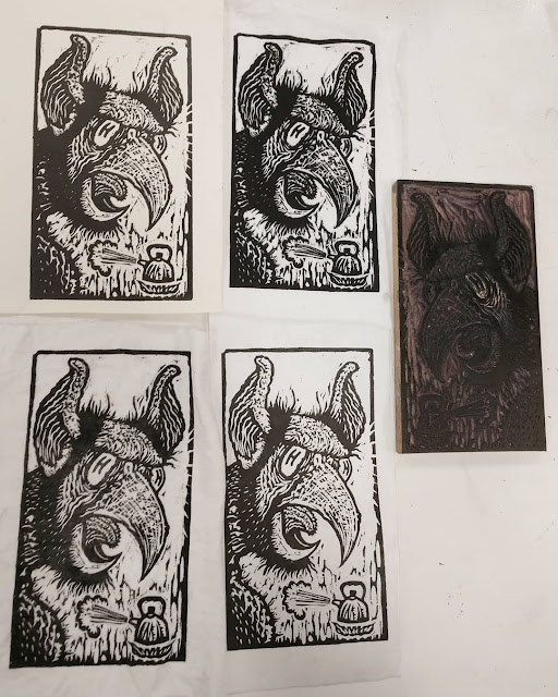 JESSE SHAW: woodcut demo of a demon bastard