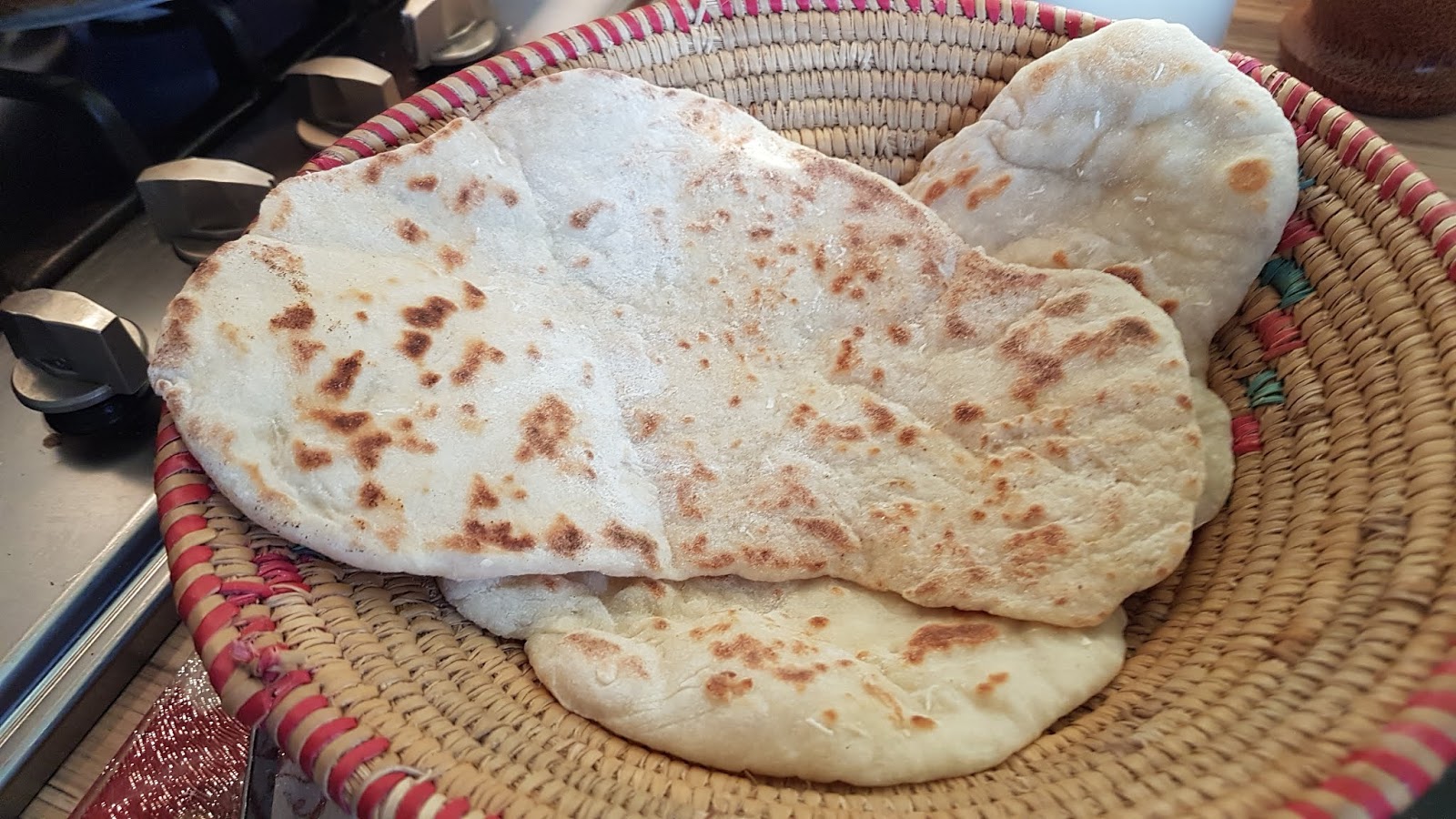 Fresh naan bread with curry