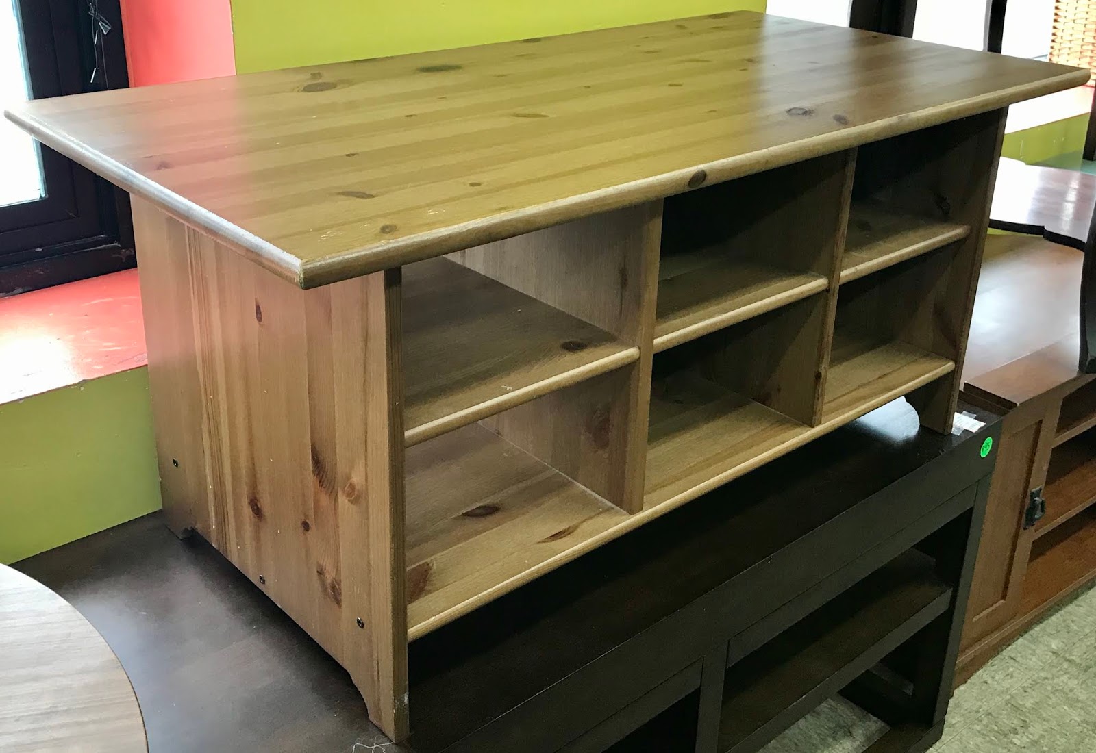 Uhuru Furniture & Collectibles: #470477 Pine Cubby Coffee Table - $65 SOLD