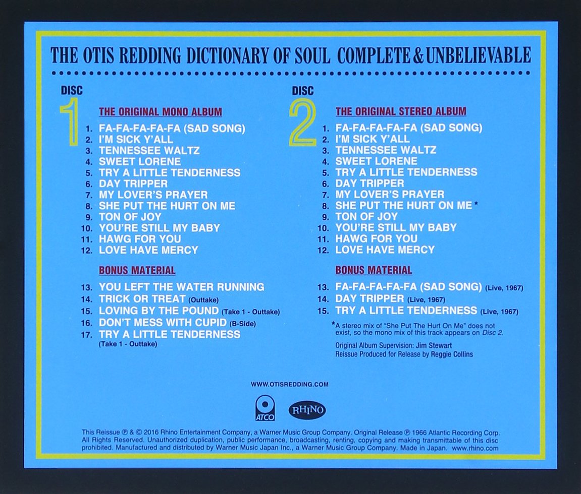 Classic Rock Covers Database: Otis Redding - Complete & Unbelievable: The Otis Redding ...