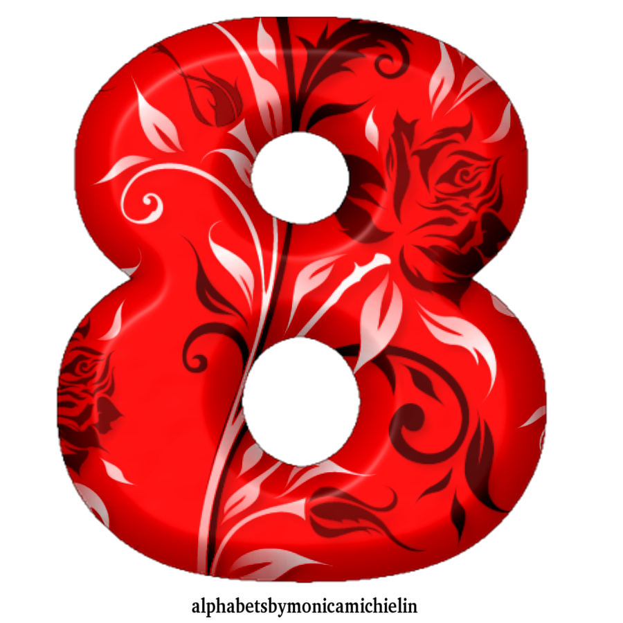 M. Michielin Alphabets: ORNAMENTAL FLOWER ARIAL RED ALPHABET, NUMBERS ...