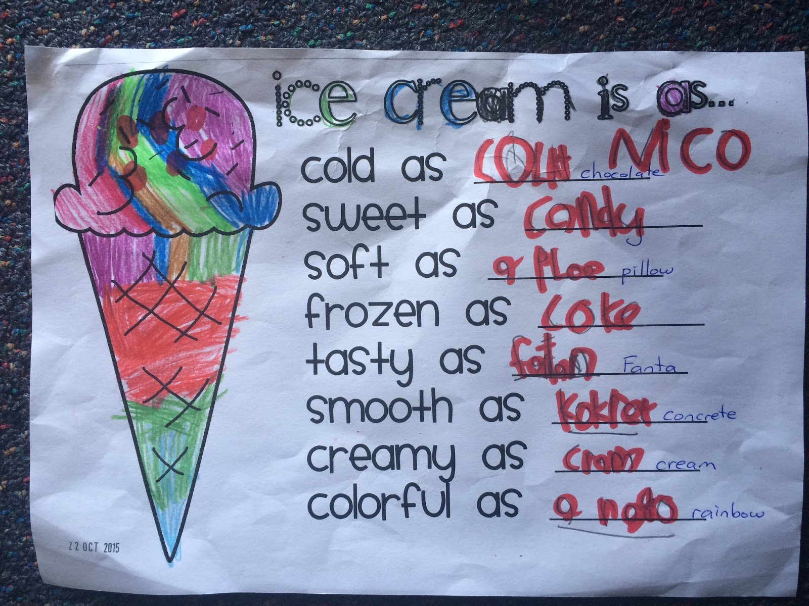 Room 2 Tuis 2015: Ice-Cream Similes