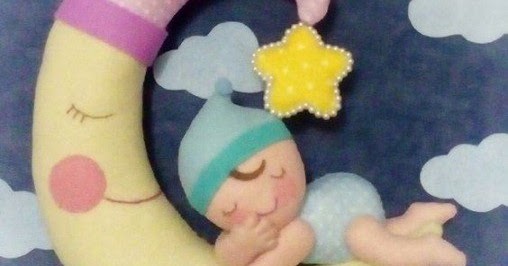 Bebe dormindo na lua com moldes para feltro - Ver e Fazer
