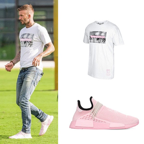 David Beckham wearing Adidas sneakers and Inter Miami t-shirt in Miami ...