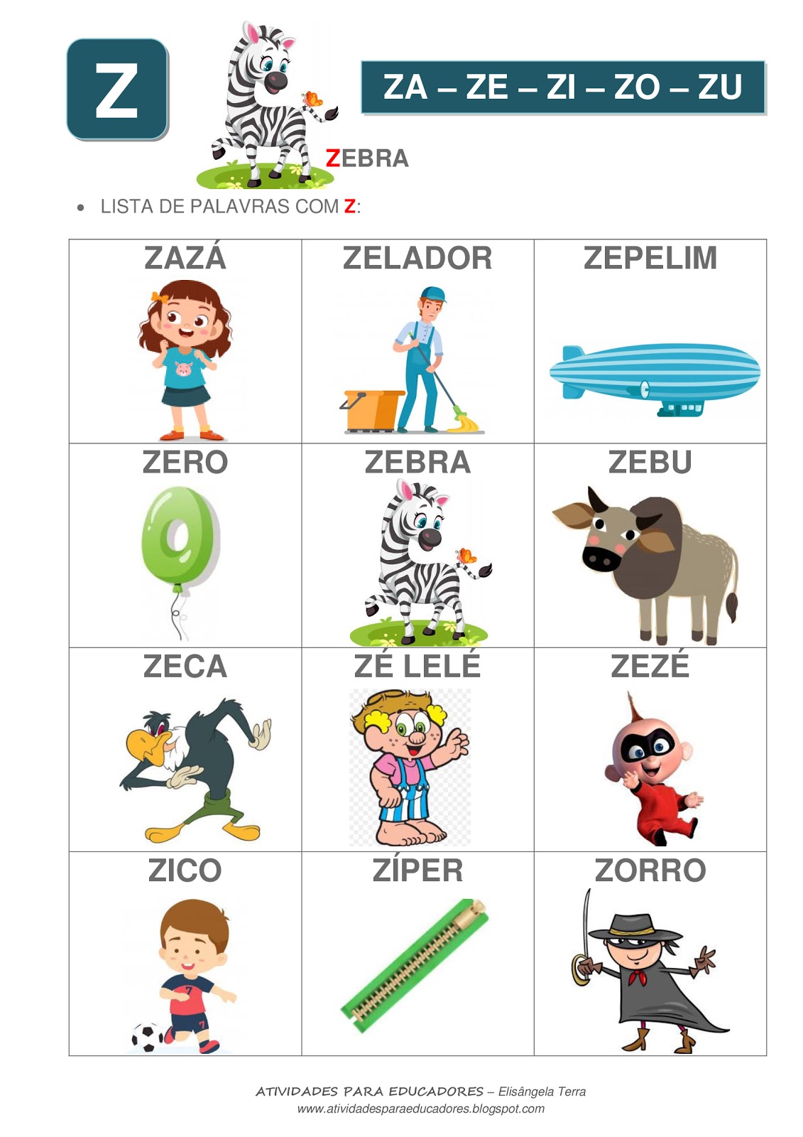 ATIVIDADES PARA EDUCADORES : Listas de palavras com as sílabas simples