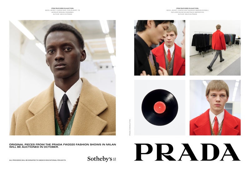 Top models pose backstage for the Prada Fall/Winter 2020 Campaign