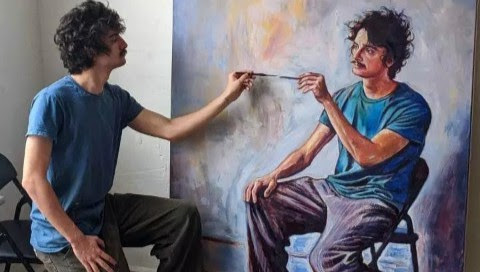 This Man Made A Painting Of Himself, Painting Him, Painting Himself ...