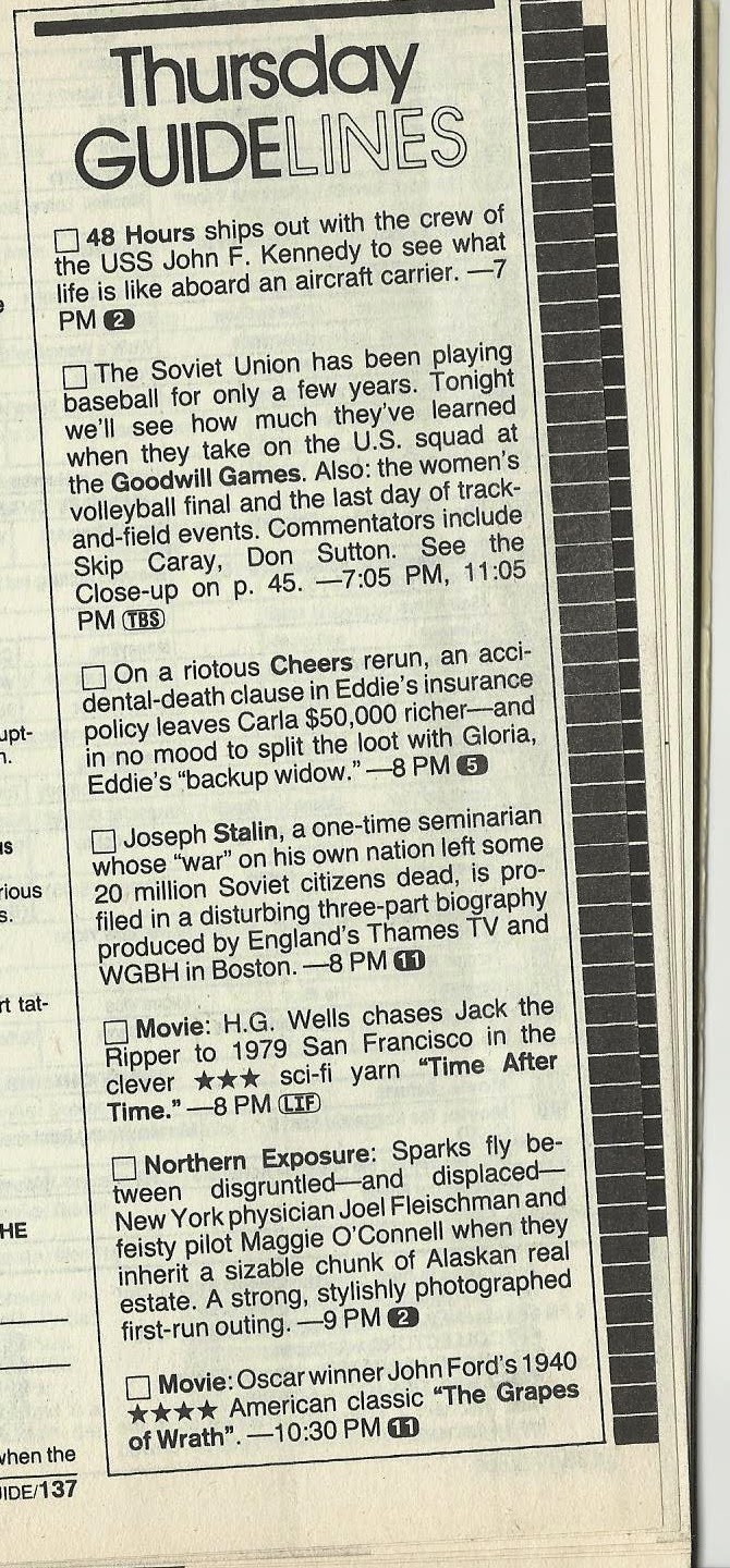 The TV Guide Historian: Thursday Guidelines