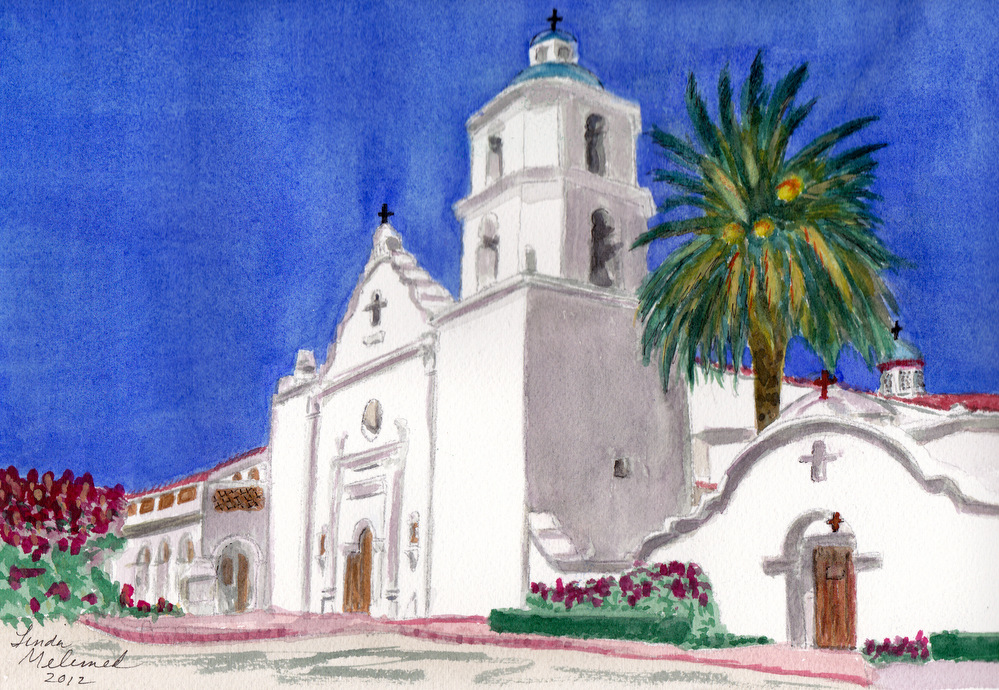 Linda Melemed Watercolor Artist: Mission San Luis Rey de Francia ...