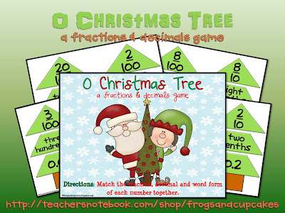 Tales of Frogs and Cupcakes: O Christmas Tree: a fractions & decimals game