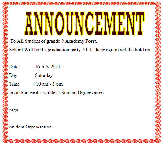 ANNOUNCEMENT TEXT | MATERI BAHASA INGGRIS SMK DAN MEDIA LITERASI