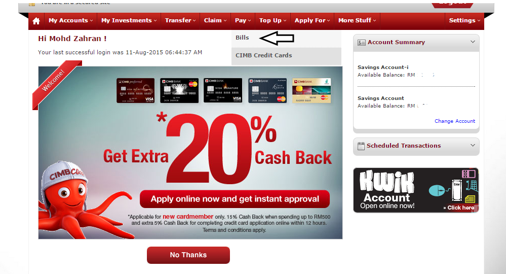 Cara Membayar Bil TM Streamyx Online dengan CIMB JomPay - Wikicara