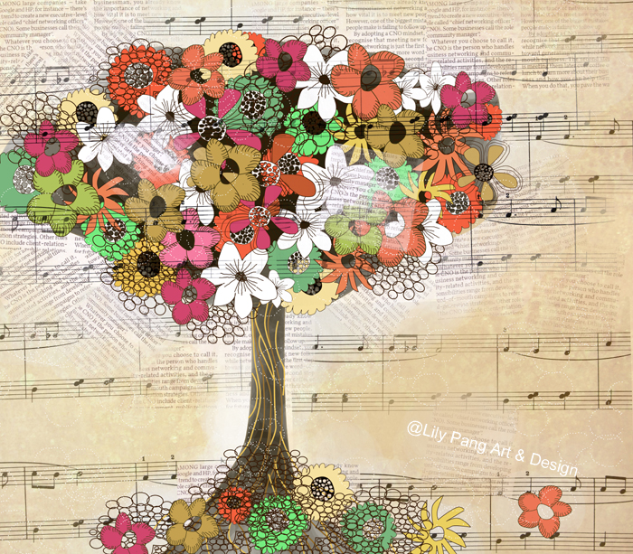 Lily Pang and Michelle: Tree in April Collage Print, Baby Drawings and ...