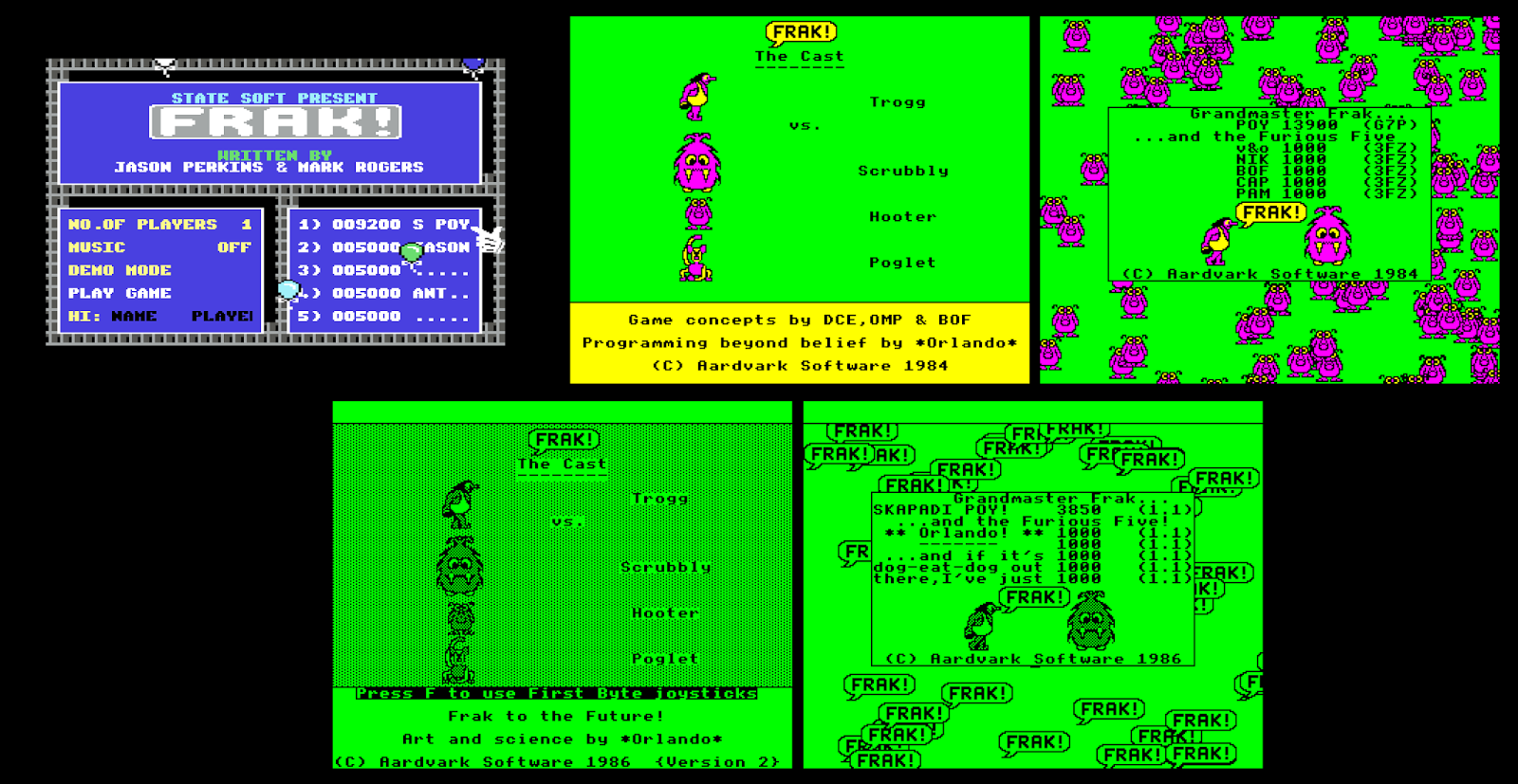 FRGCB - Finnish Retro Game Comparison Blog: Frak! (Aardvark, 1984)