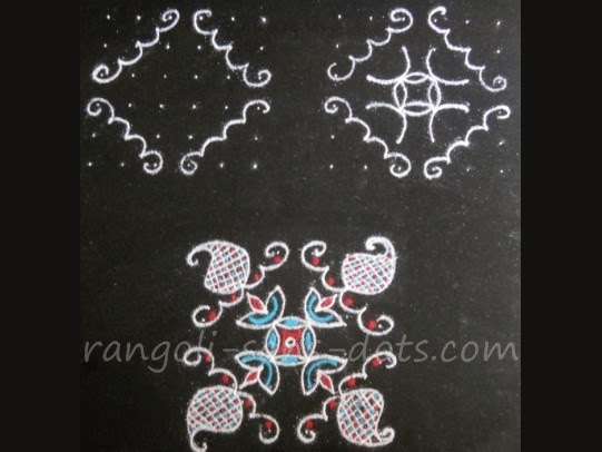 Rangoli designs with dots - 6 dots