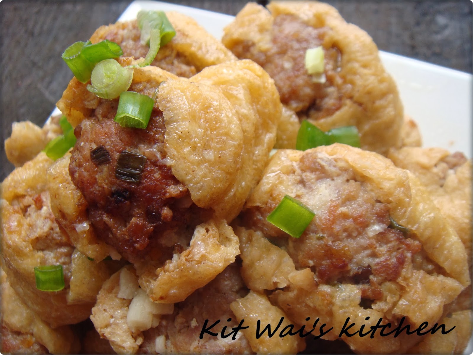 Kit Wai's kitchen : 家乡酿豆卜 ~ Country style stuffed taufoo pok
