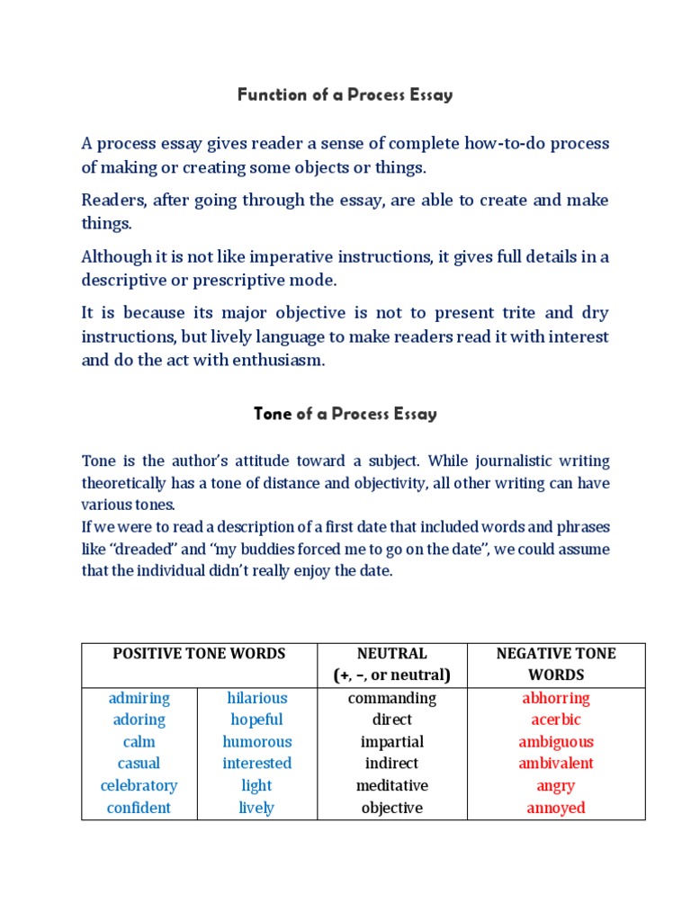 essay examples: Process Essay