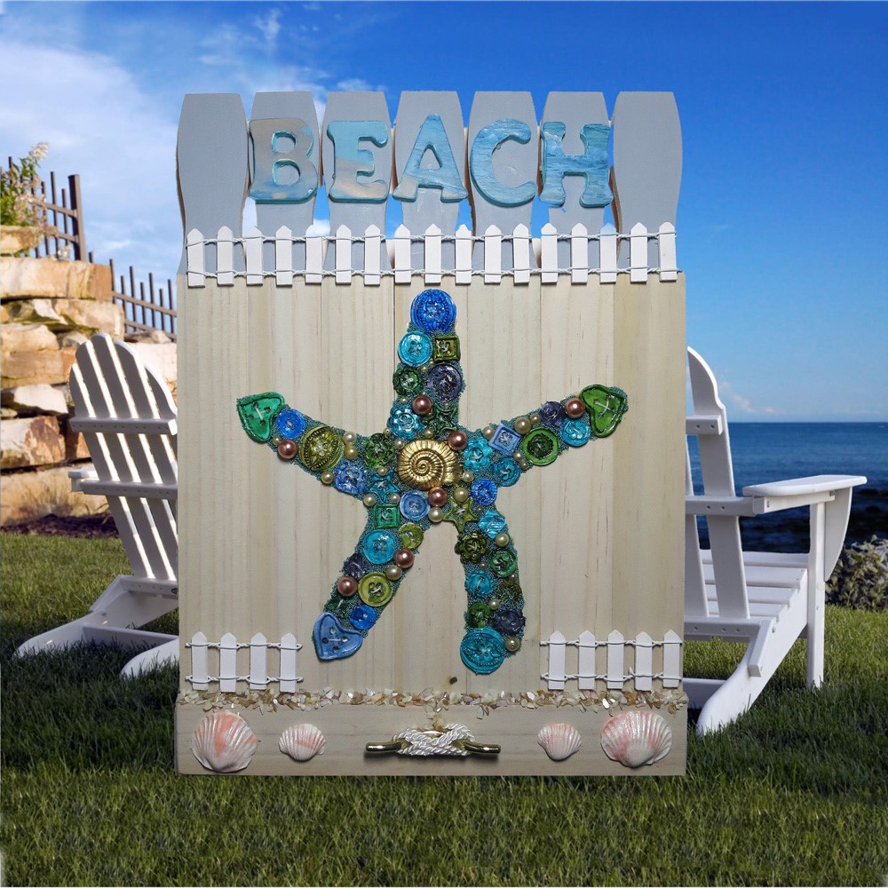 Button Starfish Beach Plaque by Patricia Krauchune