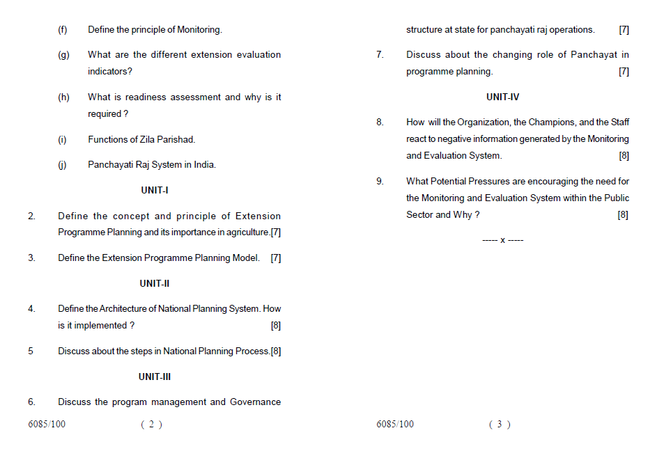 Lucknow University M.Sc.(Ag.Ext) (Semester - II) [ Second Paper ...