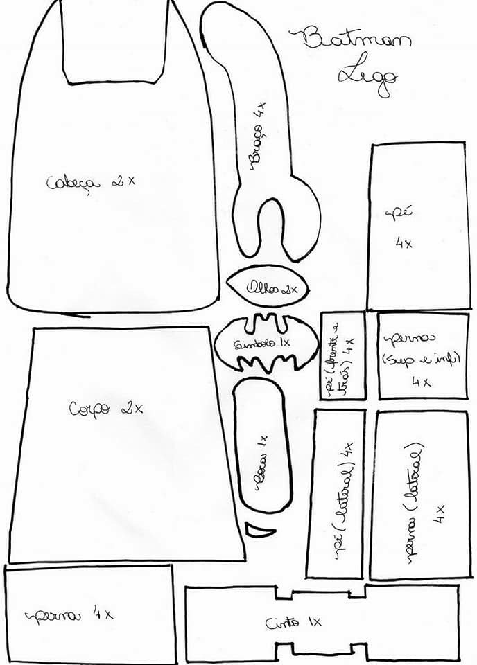 Boneco Batman Lego de Feltro com Moldes - Molde para Artesanato