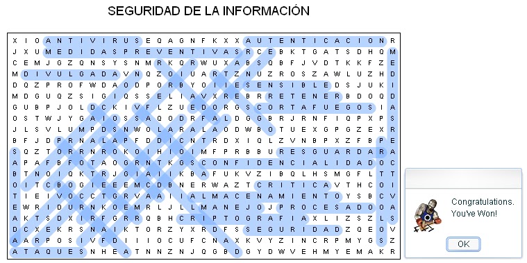 Julian Sanchez Rodriguez: Sopa de Letras.. Seguridad de la Informacion