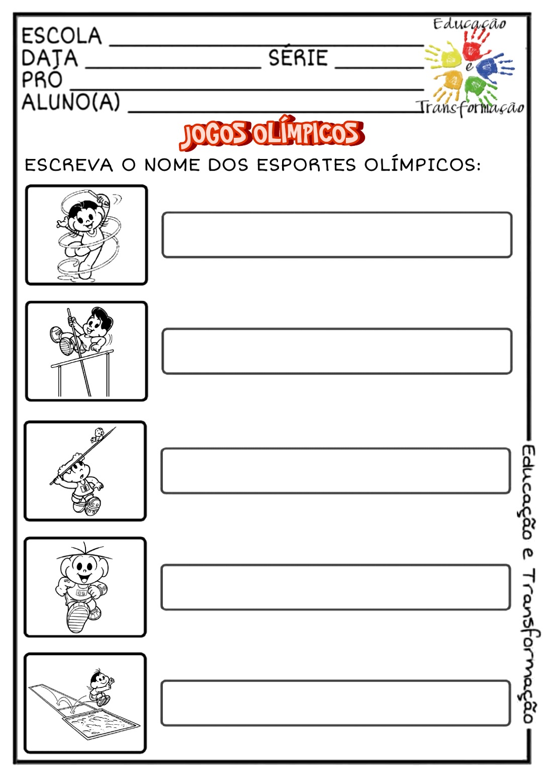 Blog Educação e Transformação: 👍Olimpíadas: escrita de esportes olímpicos