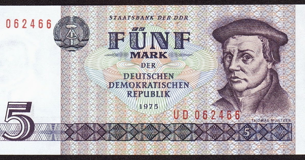 Germany DDR 5 Mark banknote 1975 Thomas Müntzer|World Banknotes & Coins ...