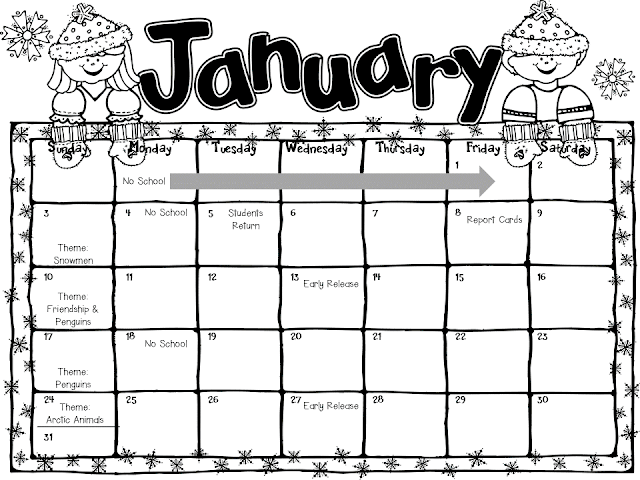Getting Ready for January - Themes and Freebies - Teacher by the Beach