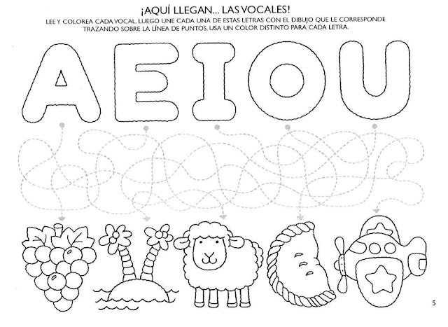 Fichas para trabajar y colorear las vocales | Materiales Educativos ...