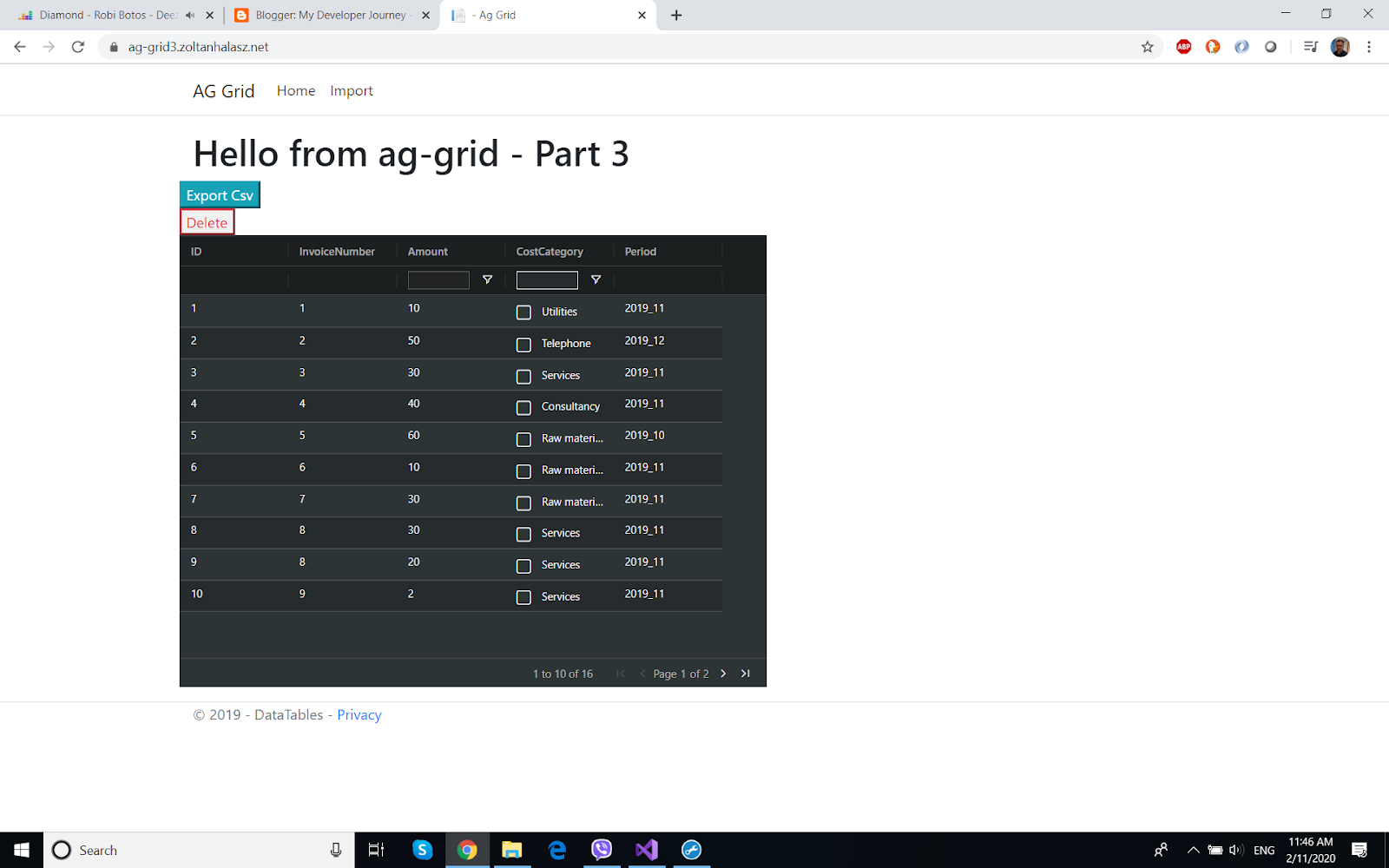 My Developer Journey Ag Grid Tutorial With Asp Core Razor Pages