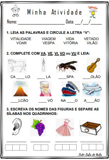 Atividade letra V - Alfabetização