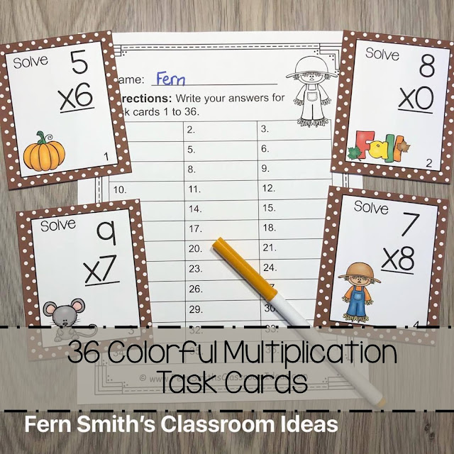 Fall Themed Multiplication and Division Task Cards for Your Class ...