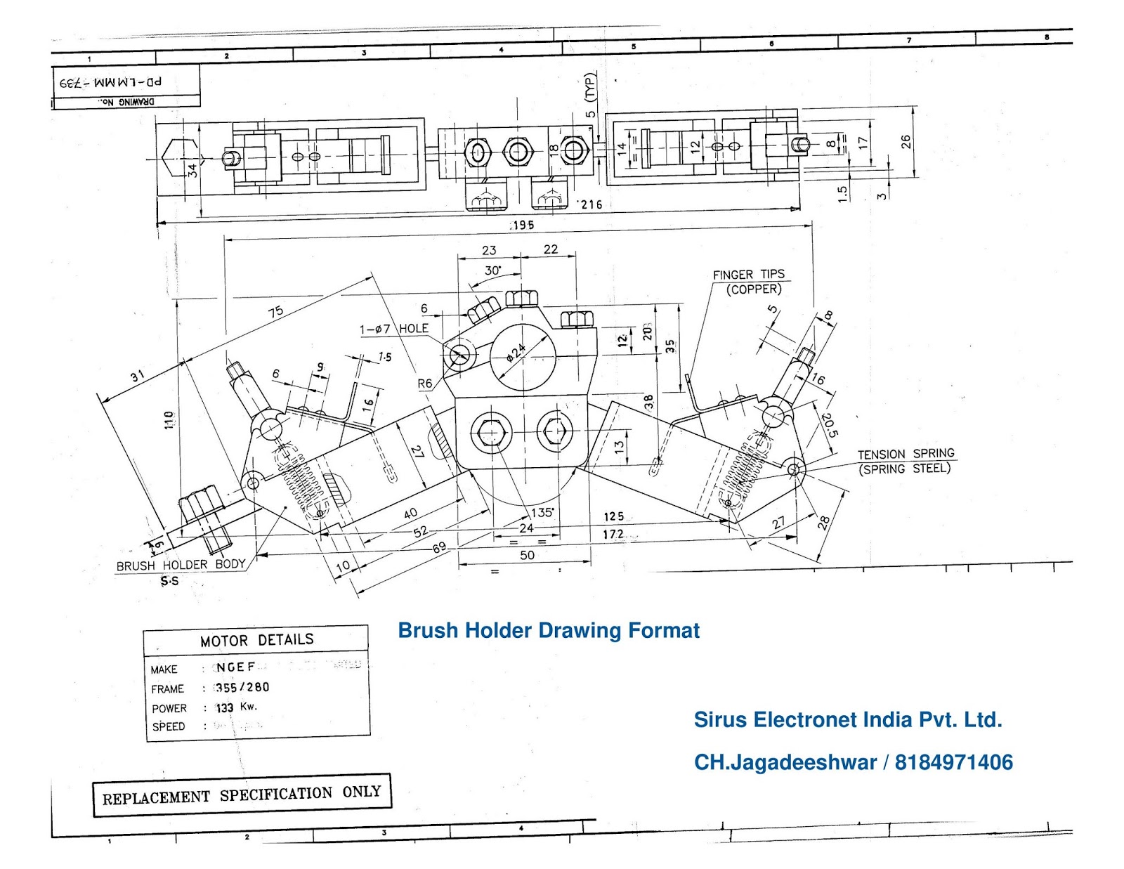 Drawing Format for LT, HT & DC Motor Spares