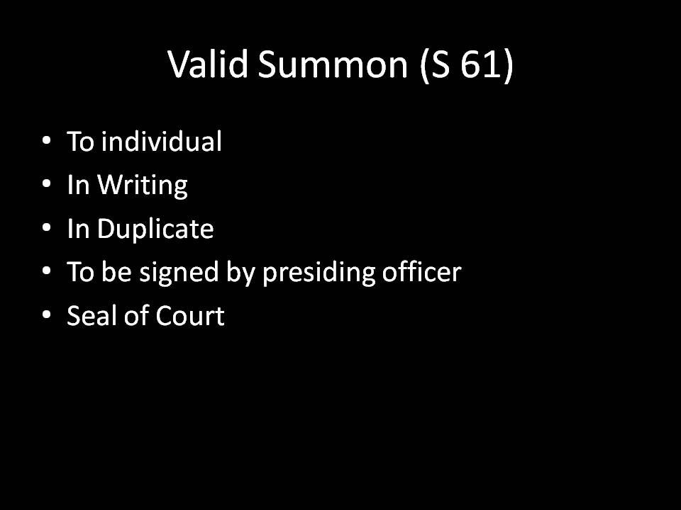 CrPC - Summons (Section 60 to Section 69)