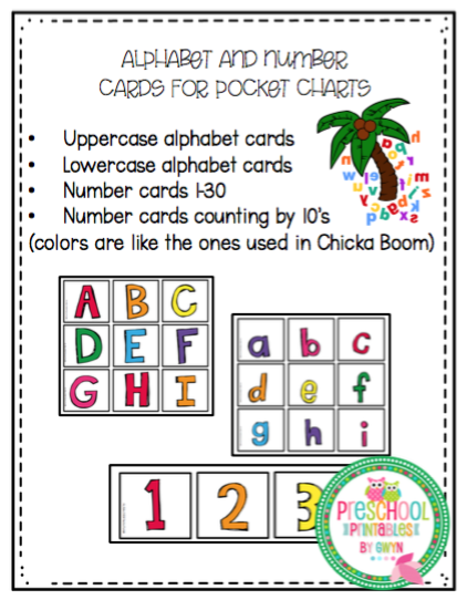Alphabet and Number Cards for Pocket Charts ~ Preschool Printables