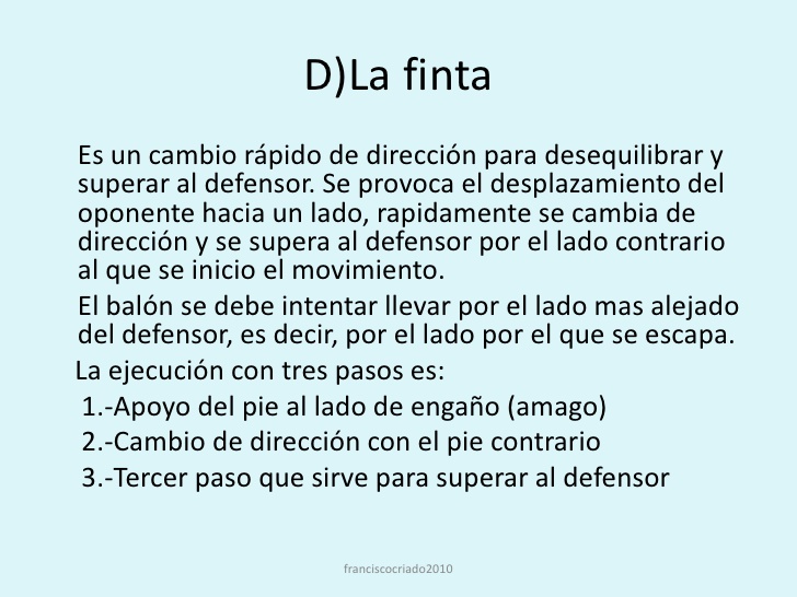 Cultura Física.: Fintas.