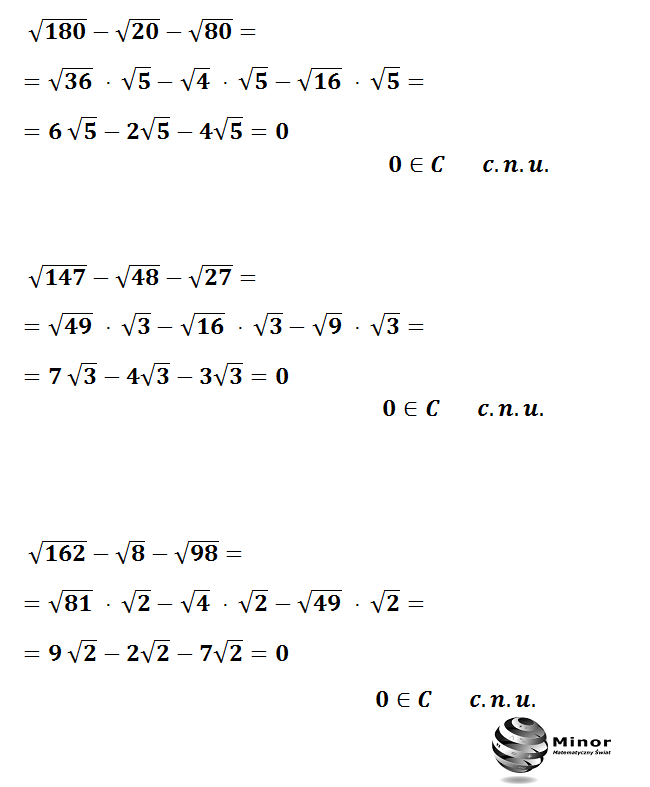 Blog matematyczny Minor | Matematyka: Działania na pierwiastkach