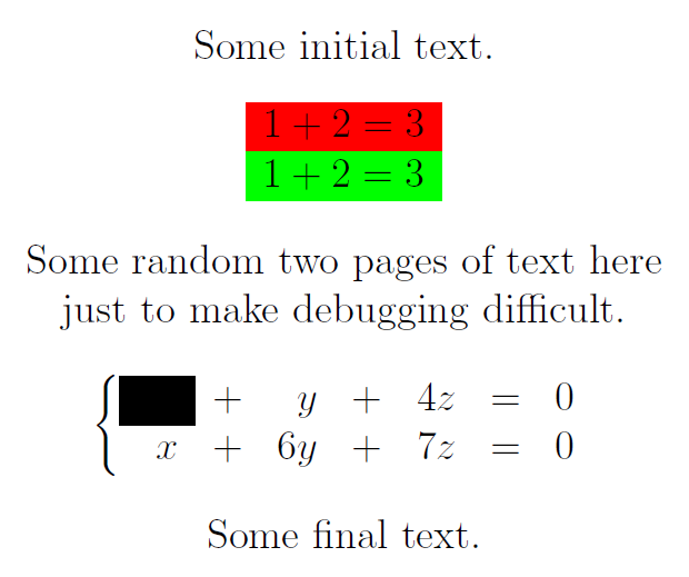 Equations system with a black rectangle in LaTeX - Gustavo