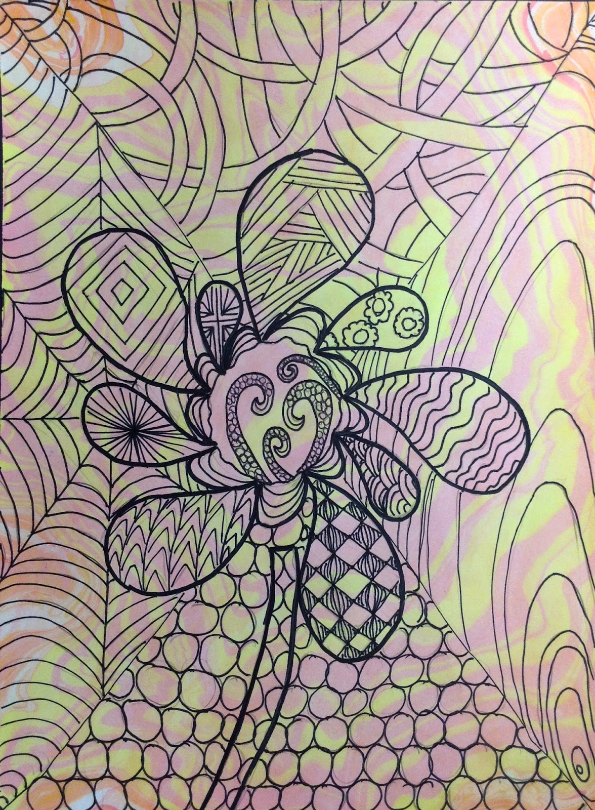 Bailey Elementary Art: 5th Grade- Zentangle on Marbled Paper