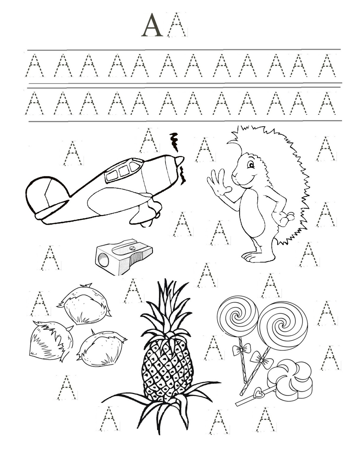 Lumea lui Scolarel...: Litera A (mare de tipar)