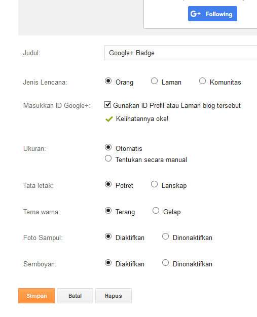 Terpampang Nyata: Cara Menampilkan GOOGLE+ BADGE, dengan Keterangannya