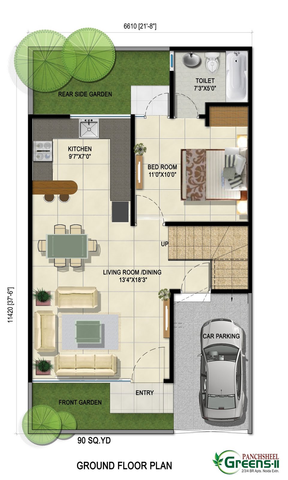 PANCHSHEEL VILLAS: LAYOUT 90 YARDS VILLA
