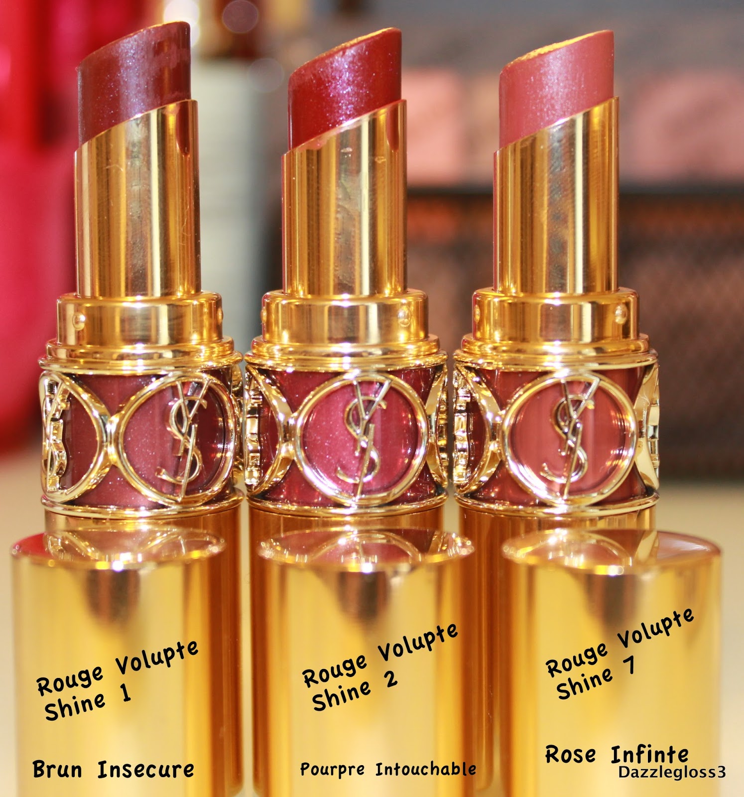 Dazzlegloss3: YSL Rouge Volupte Shine Swatches
