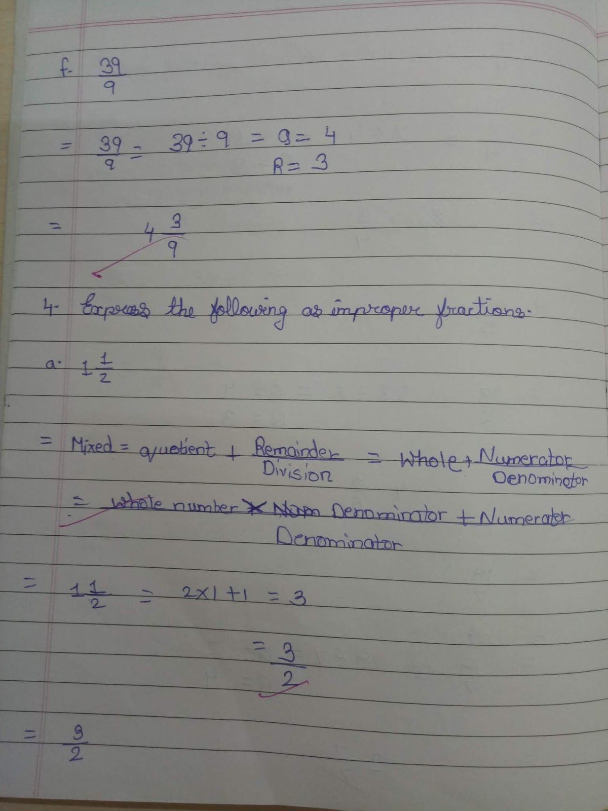 Math ch-Fraction notebook work