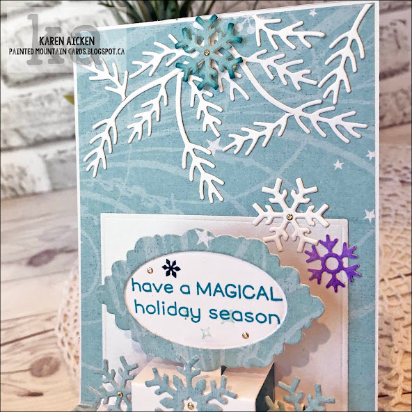 Painted Mountain Cards: Shimmery Snowflake Pop Up Card